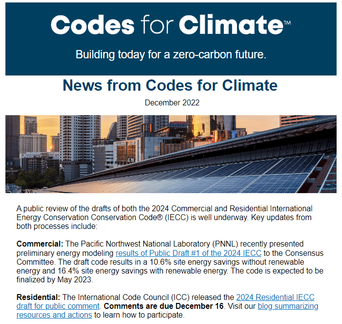 Codes for Climate December 2022 Newsletter – New Buildings Institute